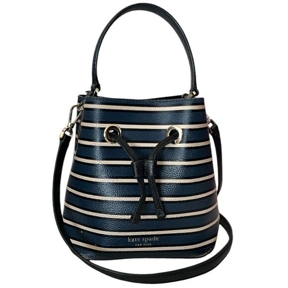 kate spade | Bags | Kate Spade Evasmall Bucket Bag Preppy White Blue ...